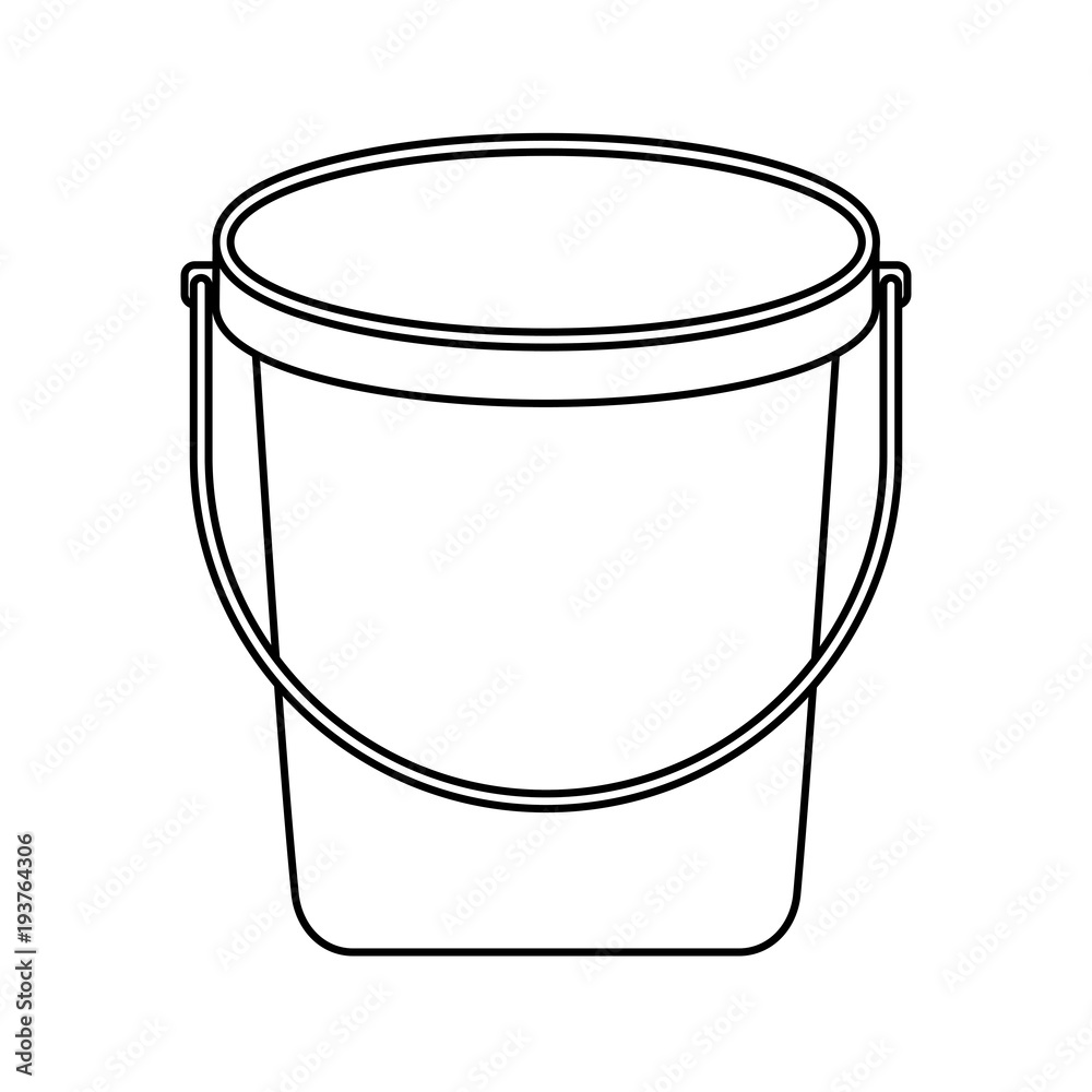 bucket plastic cleaning element tool handle vector illustration outline ...