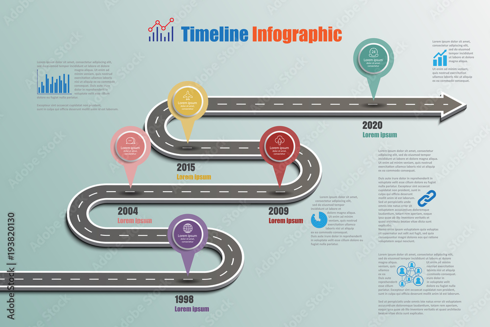 Business road signs map timeline infographic designed for abstract background template milestone ...