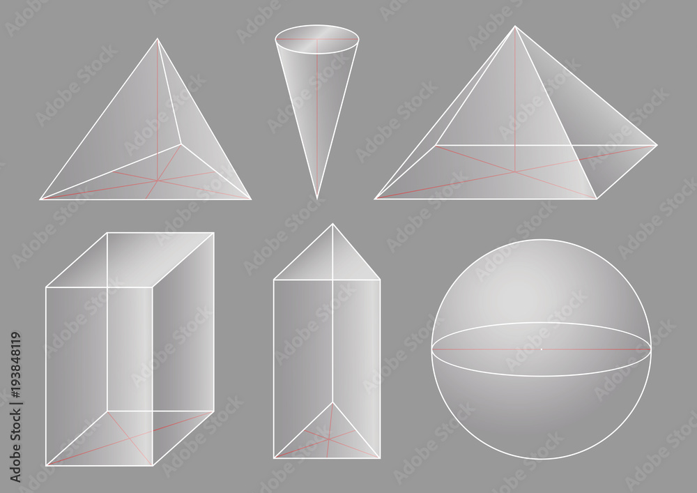 3d basic shapes. Prism, pyramid, cone, sphere. Stock Vector | Adobe Stock