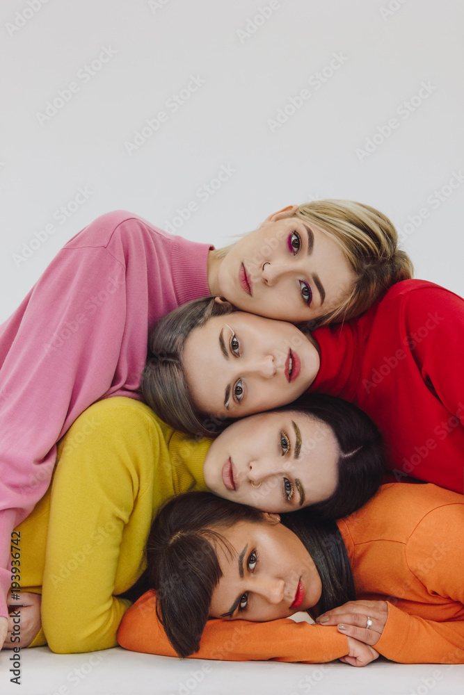 four women on white background Stock Photo | Adobe Stock