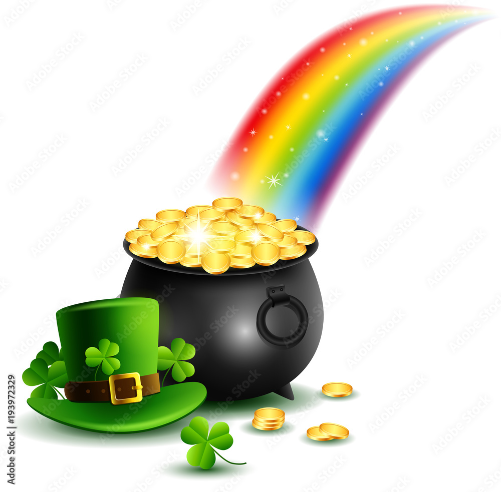 beautyful St.Patrick's Day Background with rainbow . Vector ...