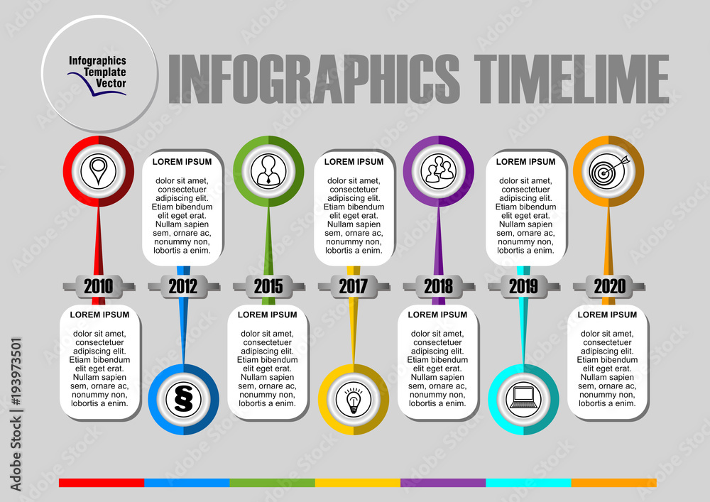 Infographic timeline visualization template, abstract vector with icons ...
