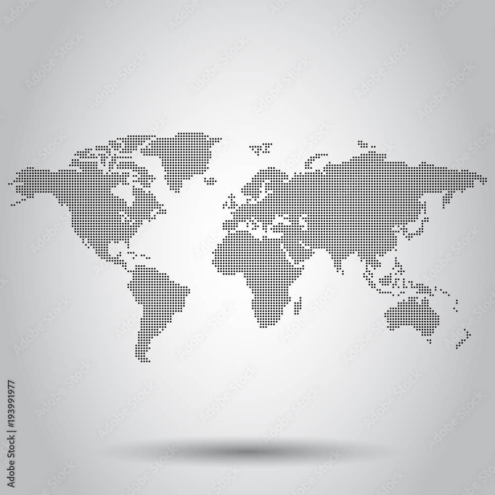 Dotted blank world map icon. Business concept world map pictogram ...