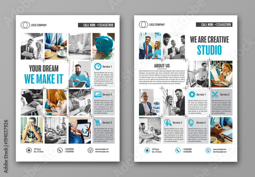 Photo Grid Business Flyer Layout 1 Stock Template | Adobe Stock