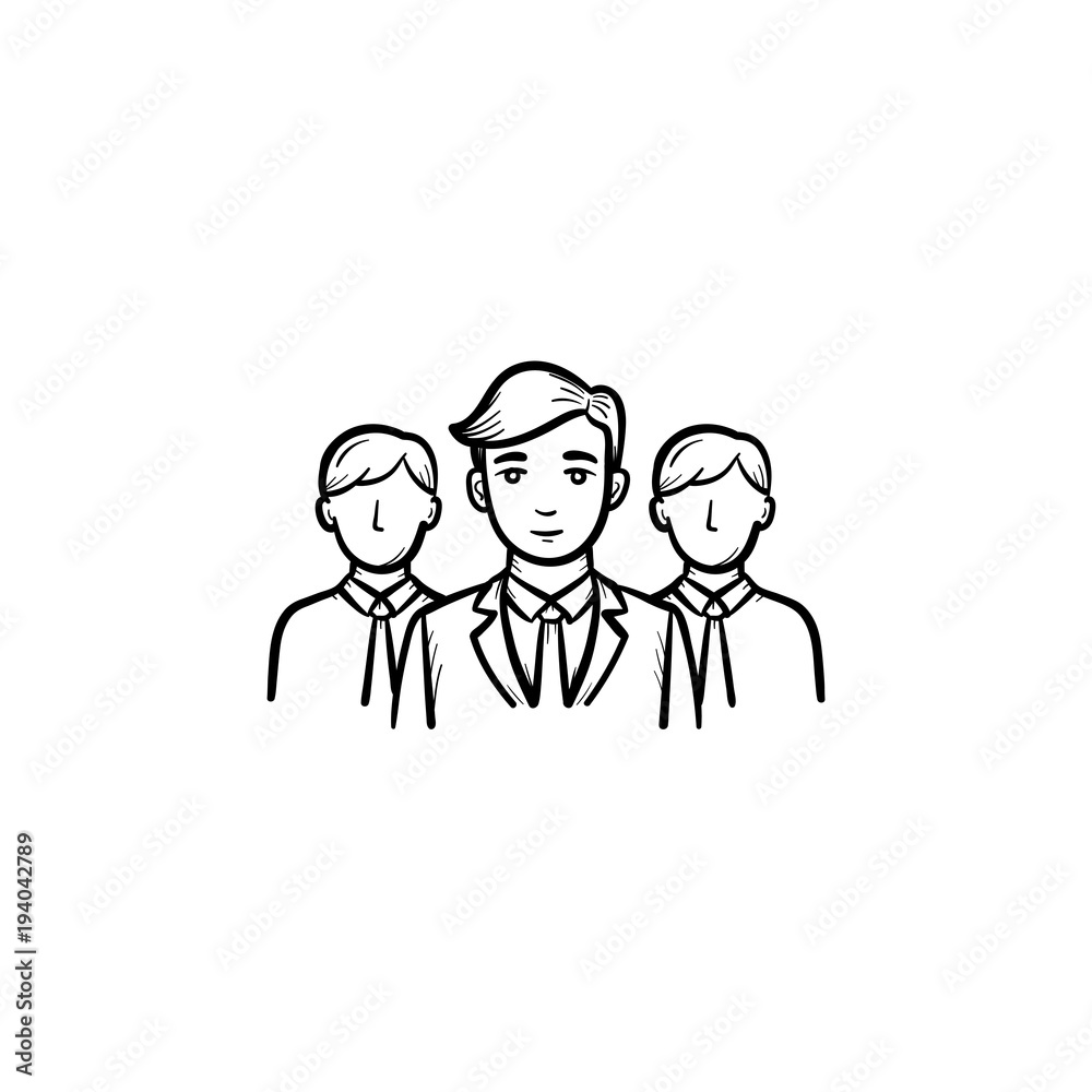 Group of people, team members hand drawn vector outline doodle icon ...