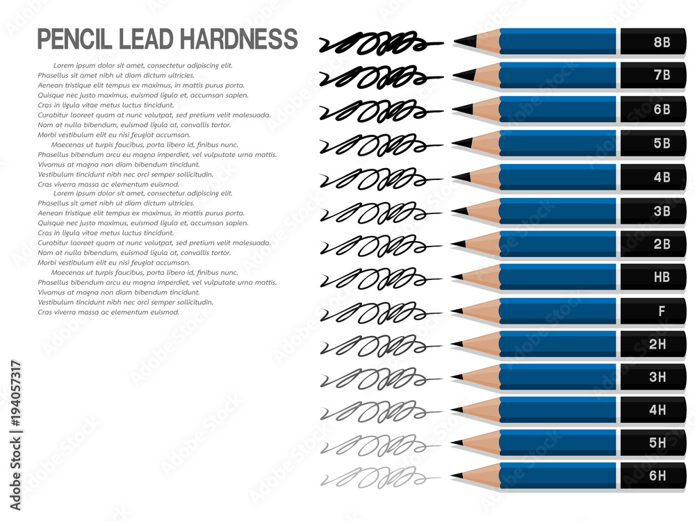 Image vectorielle Stock Set of drawing pencil and line of each lead hardness on transparent background Adobe Stock