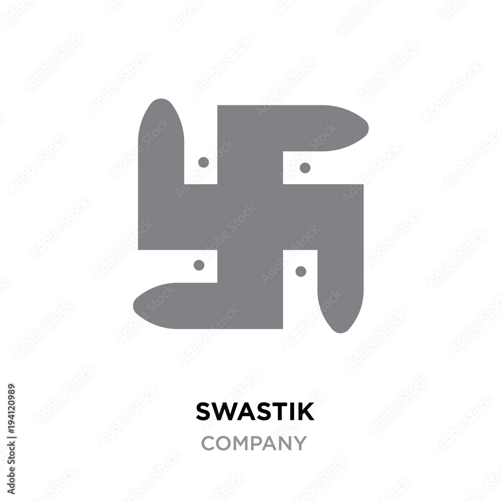 Grey swastik logo,Hinduism religion sign, Indian swastika symbol isolated on white background ...