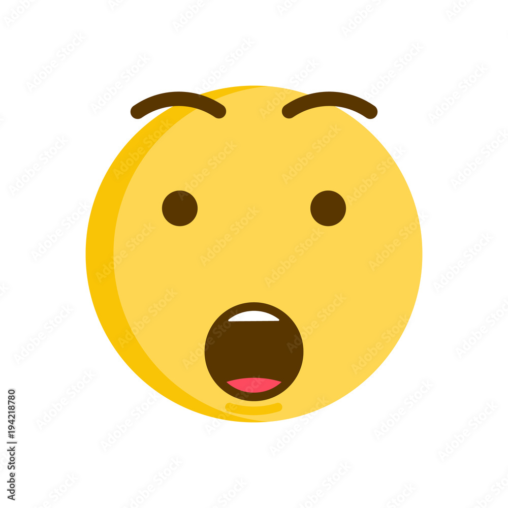Surprised smiley face. Vector emoticon in shock. Emoji icon Stock ...