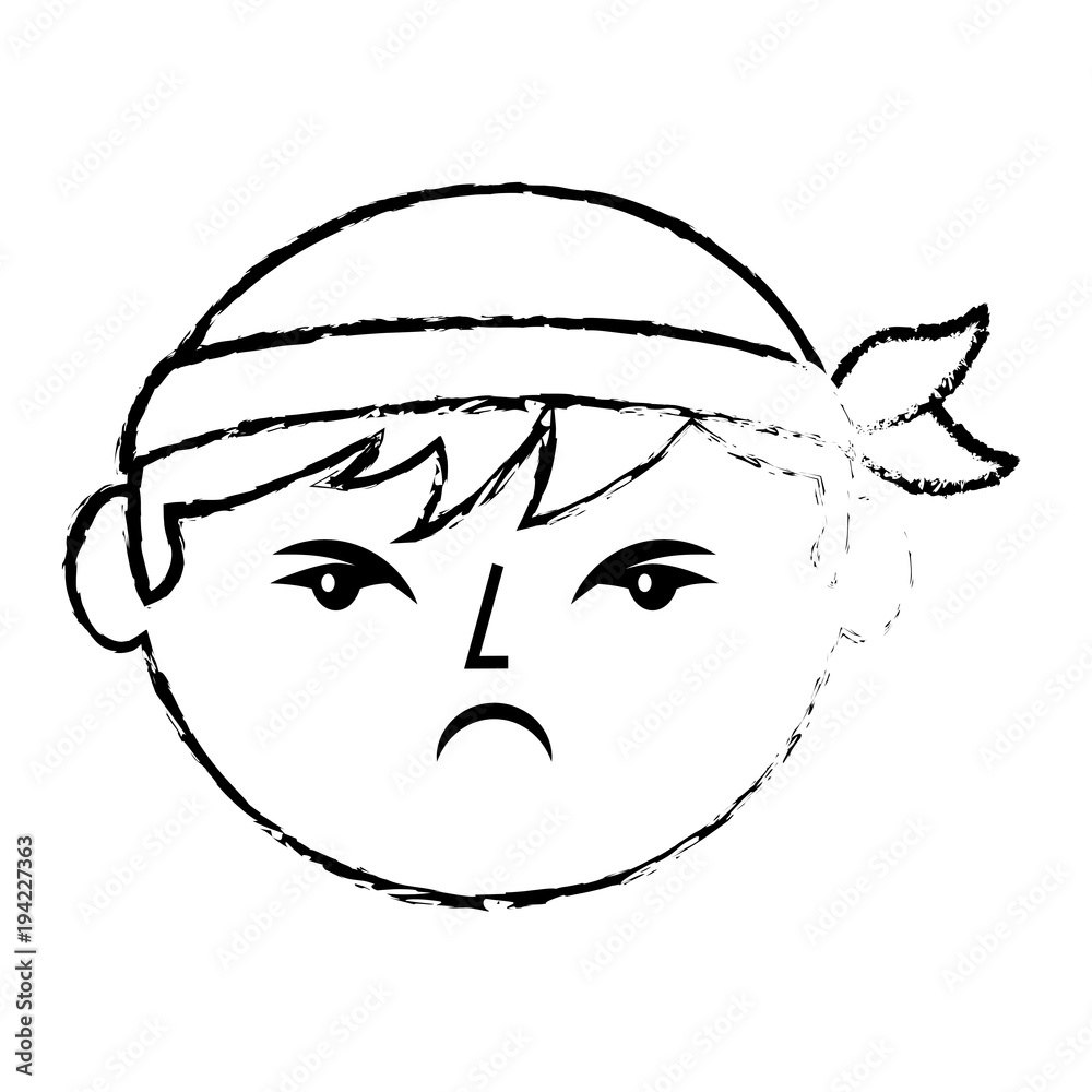 cartoon face angry chinese man vector illustration sketch style design ...