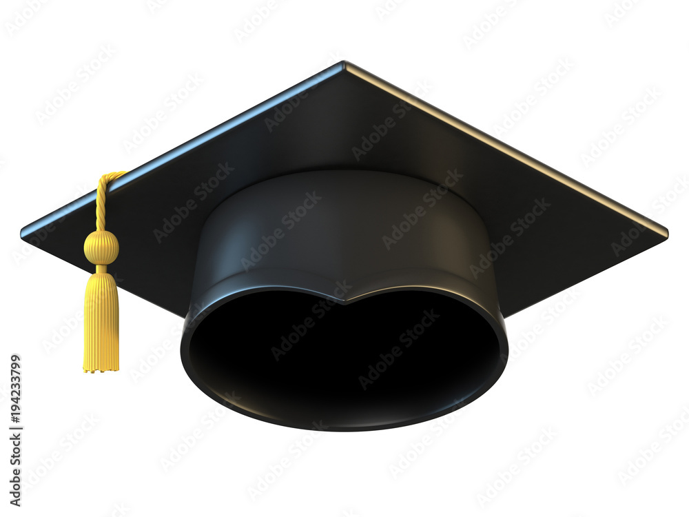 Graduation Cap isolated on white background 3d rendering Stock ...
