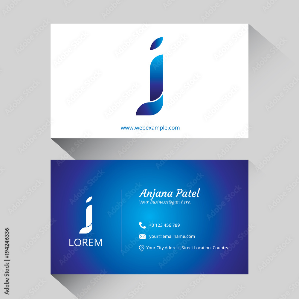 Letter J logo corporate business card Stock Vector | Adobe Stock