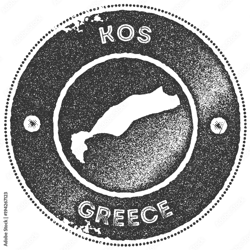 Kos map vintage stamp. Retro style handmade label, badge or element for ...
