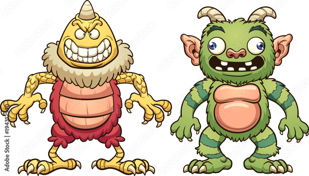 Cartoon monsters with interchangeable body parts. Vector clip art ...