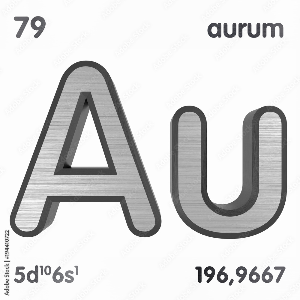 Gold (Au) or Aurum. Chemical element sign of periodic table of elements ...