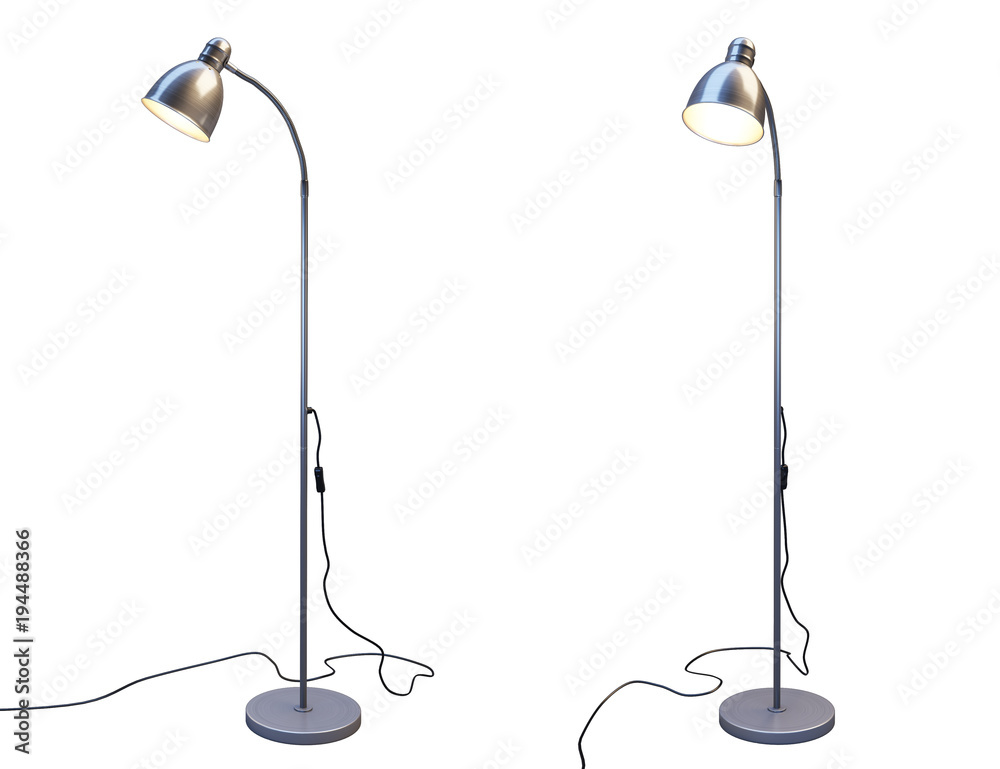 Floor lamp two positions on white background. Realistic 3d render ...