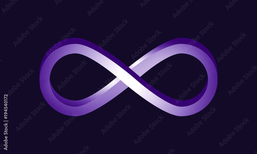 Realistic 3d infinity symbol. Logo design element. Isolated on deep ...
