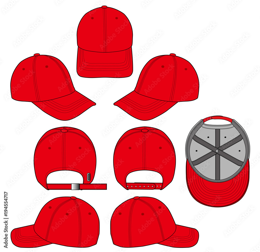 Baseball Cap fashion flat technical drawing template Stock Vector ...