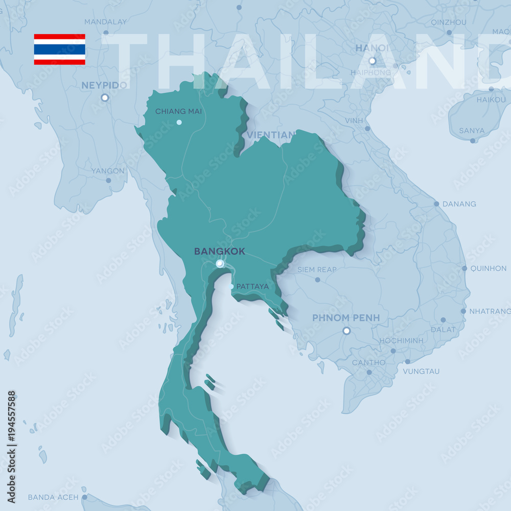 Verctor Map of cities and roads in Thailand. Stock Vector | Adobe Stock