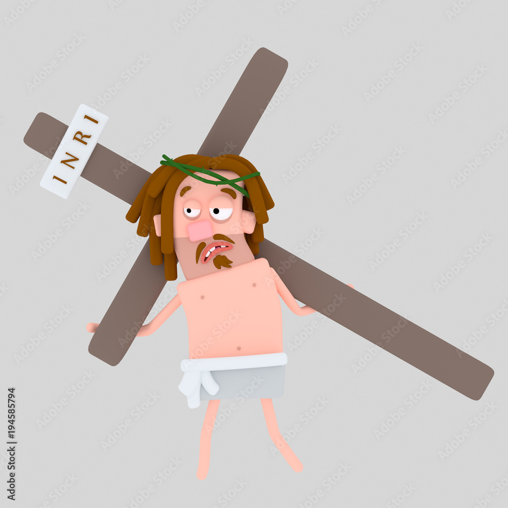 Jesus Christ carrying the cross. Isolate. Easy background remove. Easy ...