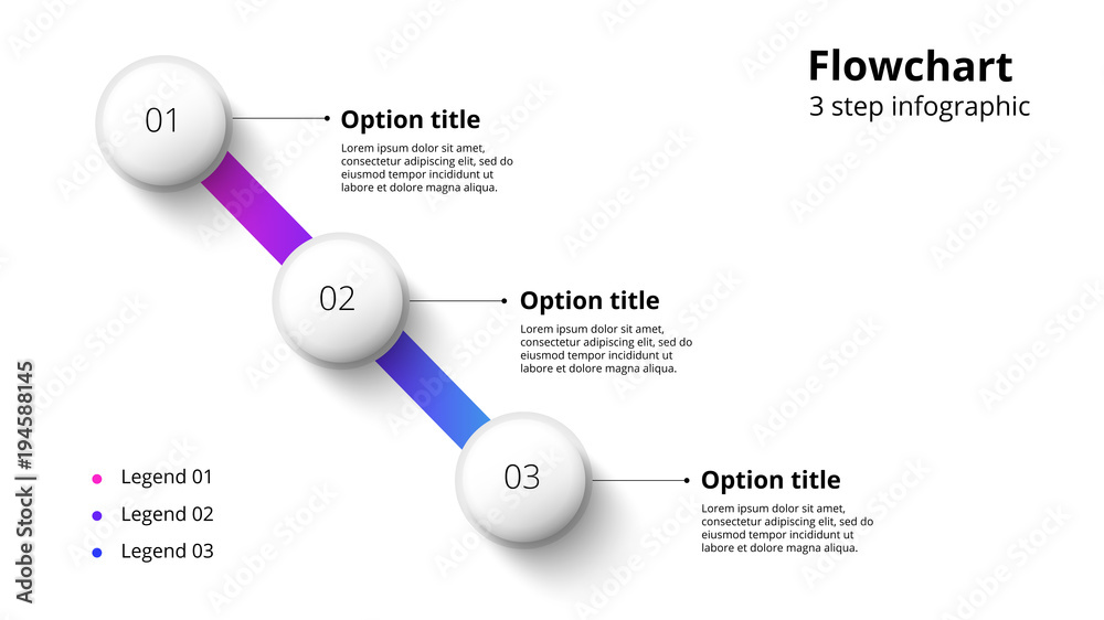 Business process chart infographics with 3 step segments. Circular ...