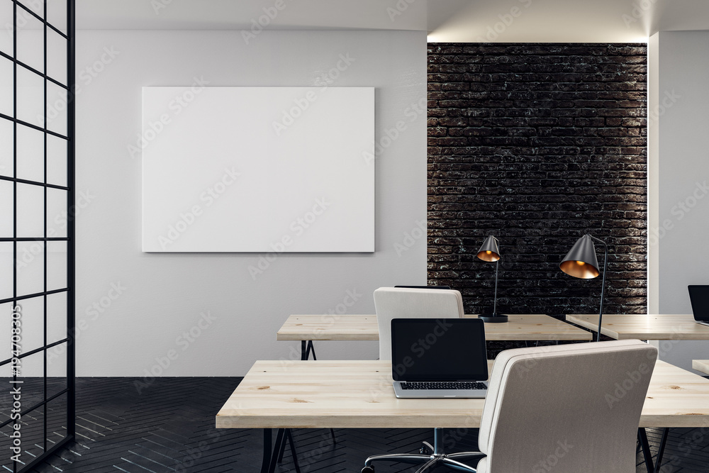 Modern office with empty poster Stock Photo | Adobe Stock