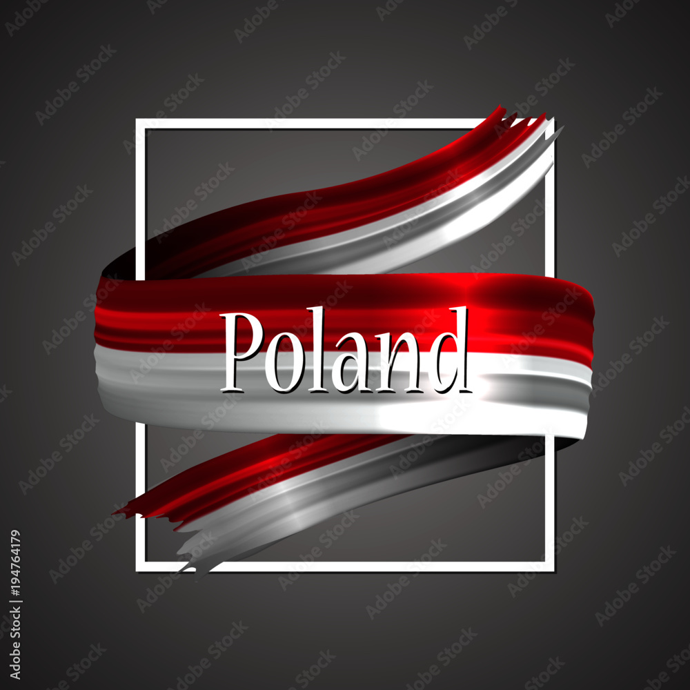 Poland flag. Official national colors. Poland's 3d realistic ribbon ...