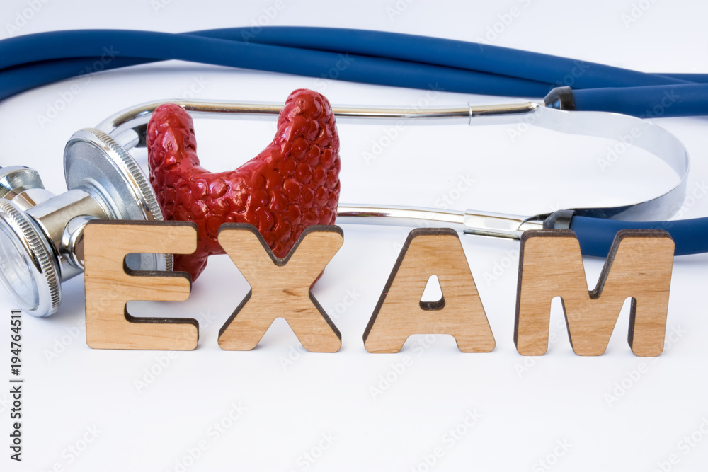 Thyroid and parathyroid gland examination or exam concept. Shape of ...