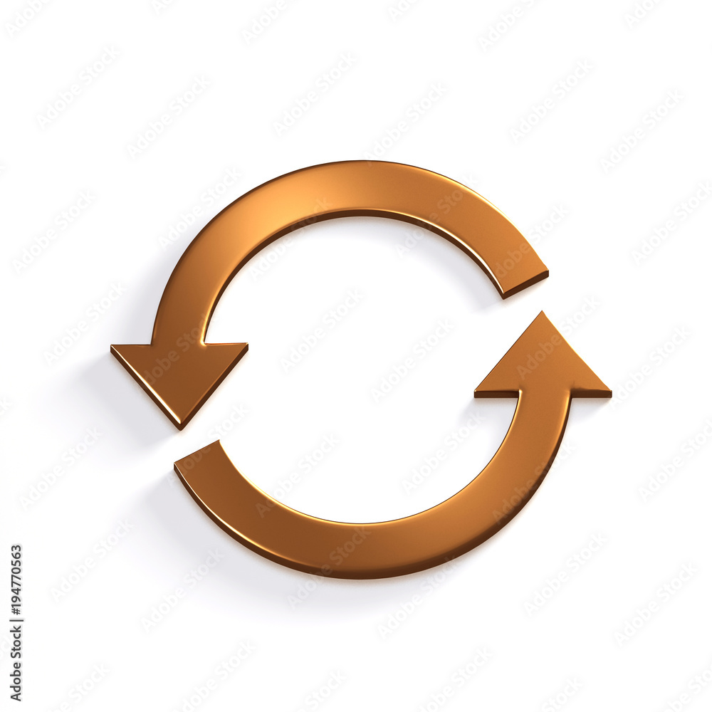 Bronze Recycling Circular Arrows. Gold. 3D Render Illustration Stock ...