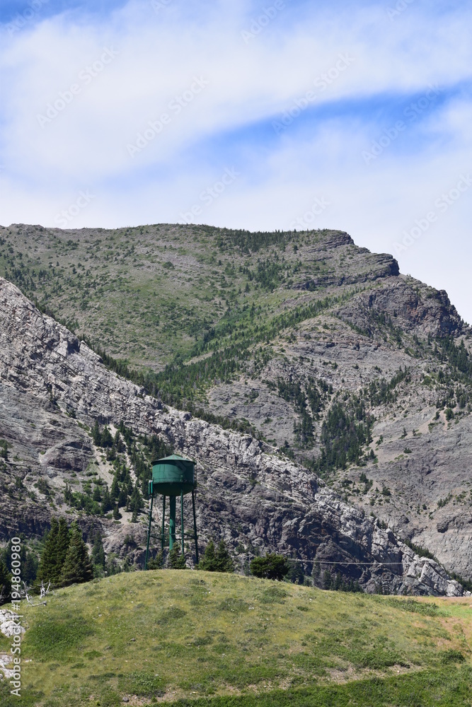 Green water tower Stock Photo | Adobe Stock