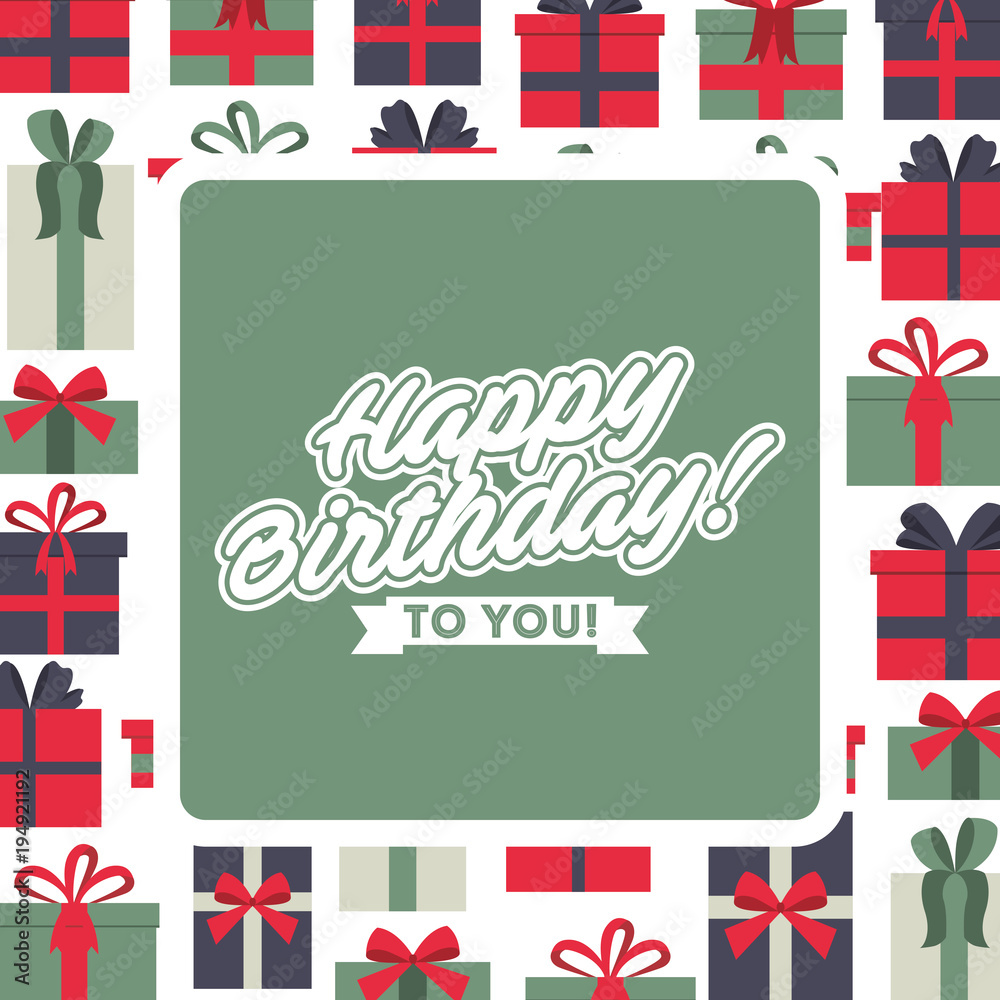 happy birthday greeting card celebration background with gift boxes ...