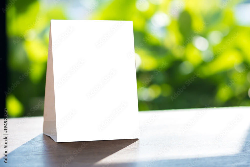 Stand Mock up Menu frame tent card blurred background design key visual ...
