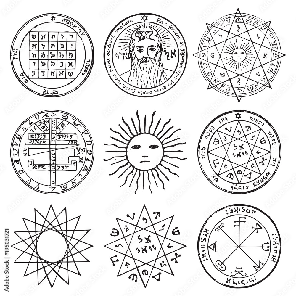 Vector set of occult, mystic, spiritual, esoteric vector symbols with ...