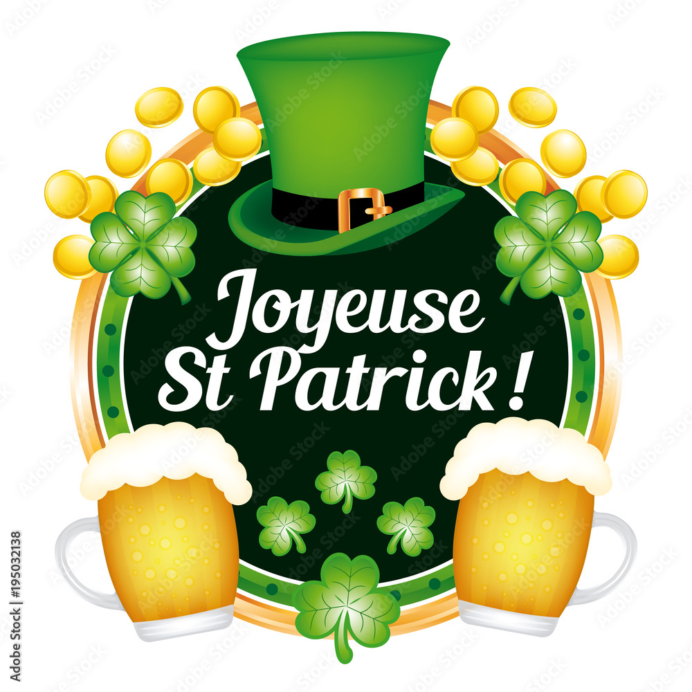 Joyeuse Saint Patrick ! Carte de vœux. Symbole fête. illustration ...