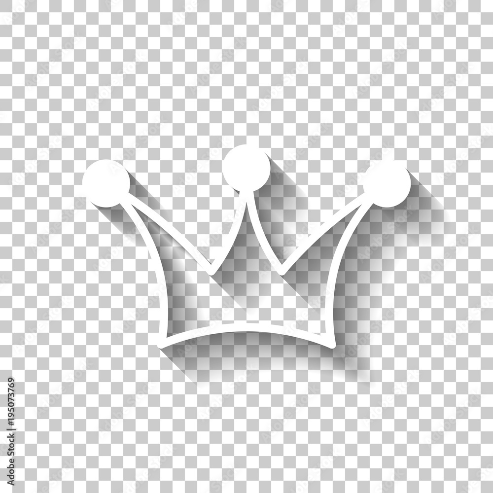 Crown icon. White icon with shadow on transparent background Stock ...