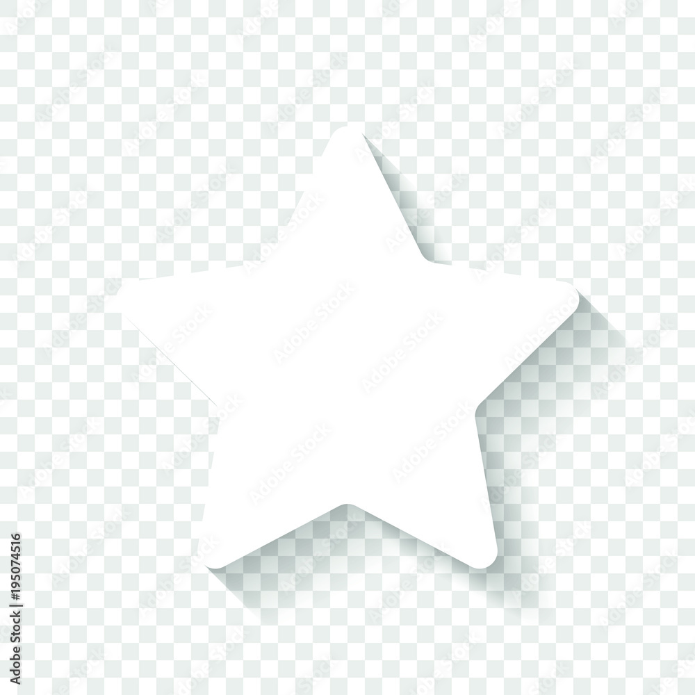 Star icon. White icon with shadow on transparent background Stock ...