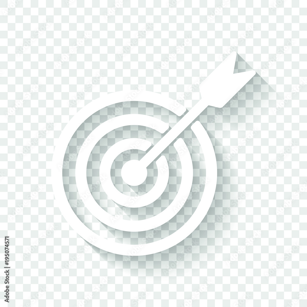 target icon. White icon with shadow on transparent background Stock ...