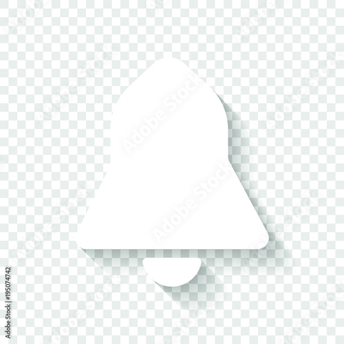 black bell icon. White icon with shadow on transparent background Stock ...