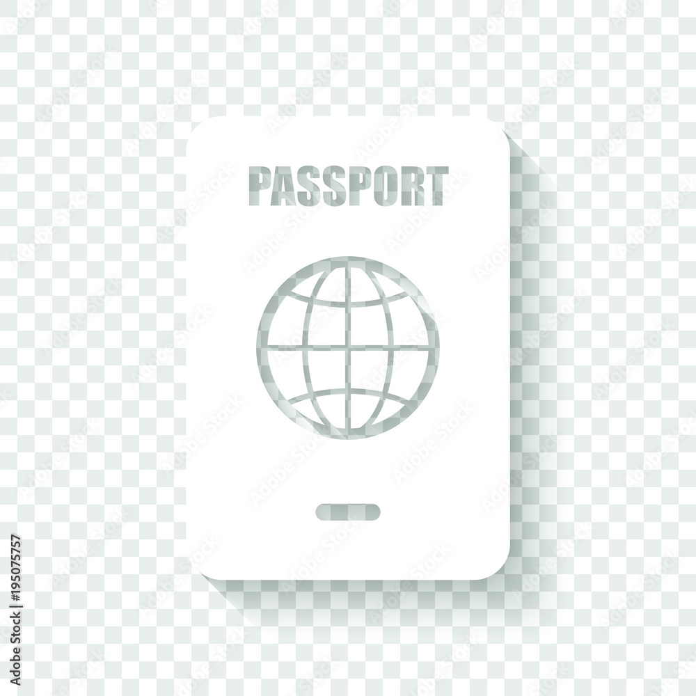 passport, simple icon. White icon with shadow on transparent background Stock Vector | Adobe Stock