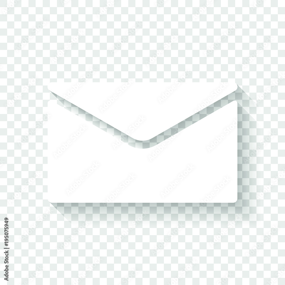 simple letter icon. White icon with shadow on transparent background ...