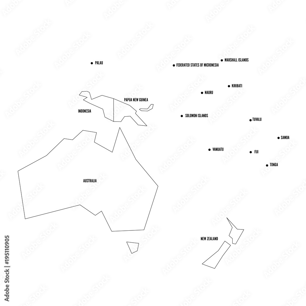 Stock-Vektorgrafik „Political map of Australia and Oceania. Simplified ...