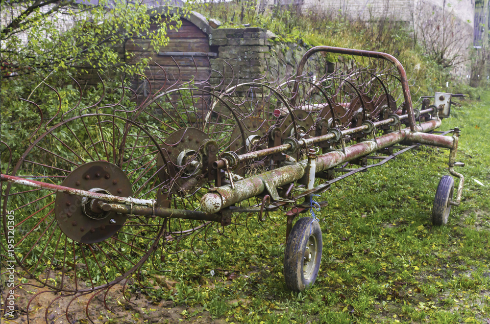 Trailer for a tractor. The trailer is designed for harvesting mowed ...