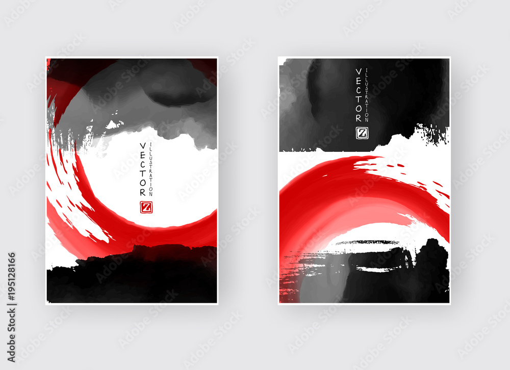 vector black red ink brush stroke Stock Vector | Adobe Stock