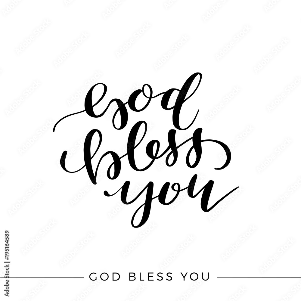 Vetor do Stock God Bless You, Vector Bible Calligraphy, Faith Hand ...