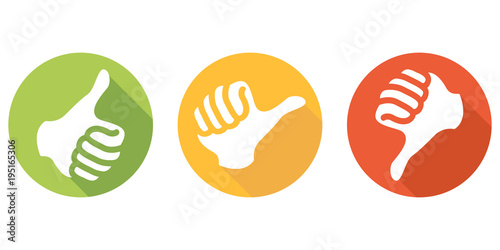 Daumen hoch, Daumen mittig & Daumen runter - Icon-Set – Stock ...