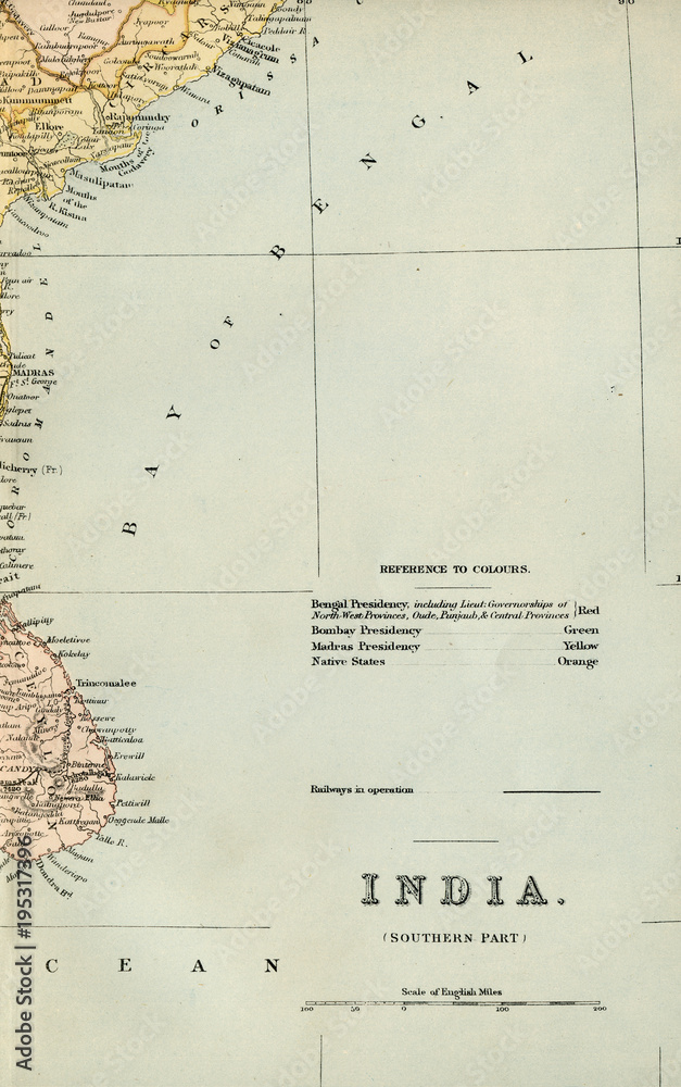Antique Map of India - Early 1800 Vintage Maps of the World 素材庫相片 ...