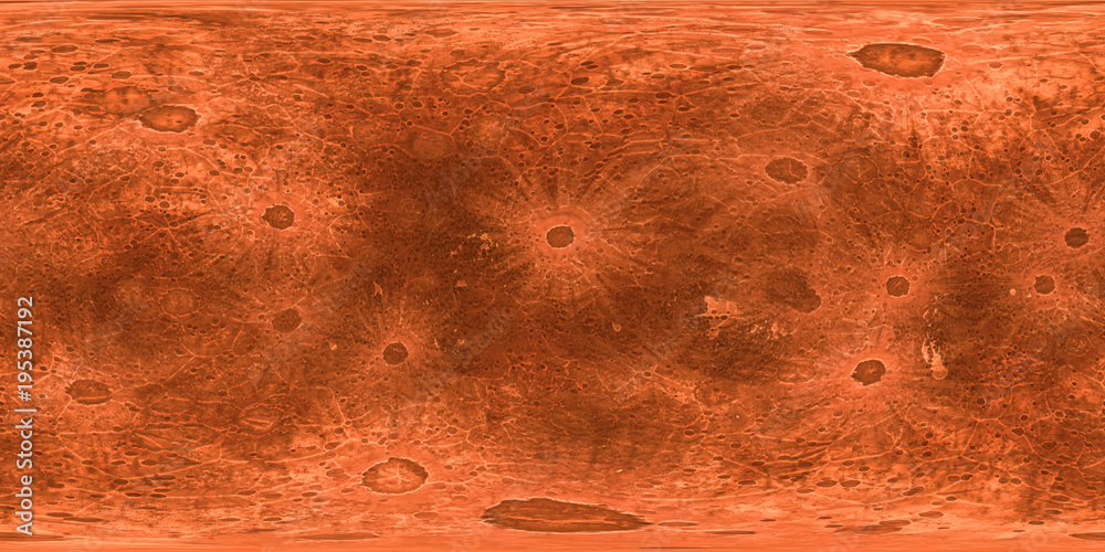 360 Equirectangular projection. Red planet texture, spherical map ...
