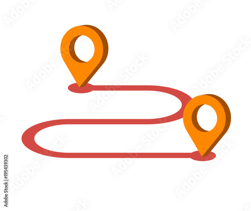 Navigation in space. A point on the map. Get directions. Route planning ...