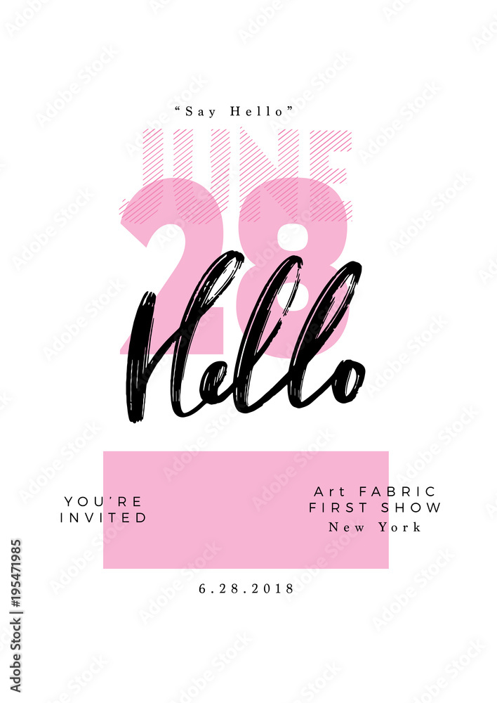 Vector de Stock Hello Poster, English Greetings, Vector Hand Lettering ...