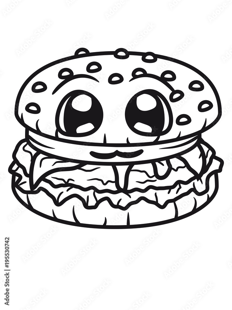 süß niedlich comic cartoon gesicht clipart hamburger cheeseburger ...