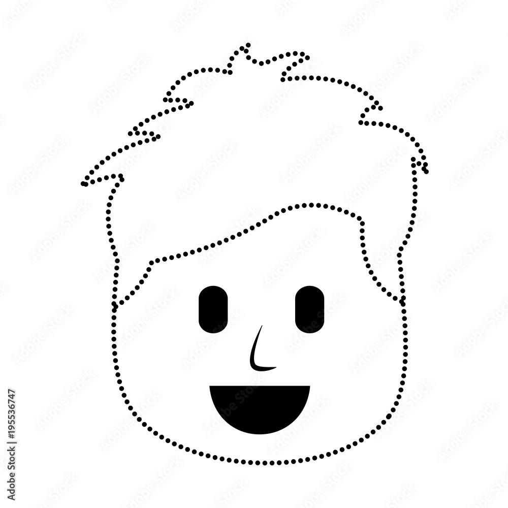 character man face laughing expression vector illustration dotted line ...